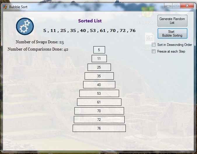 My Programming Notes & Code Snippets: Visual Bubble Sort