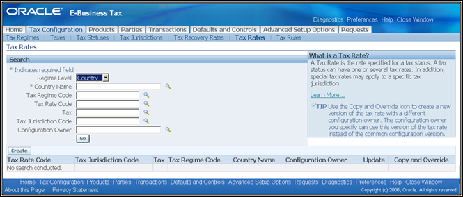 Oracle Applications: eBTax - Oracle eBusiness Tax Configurations