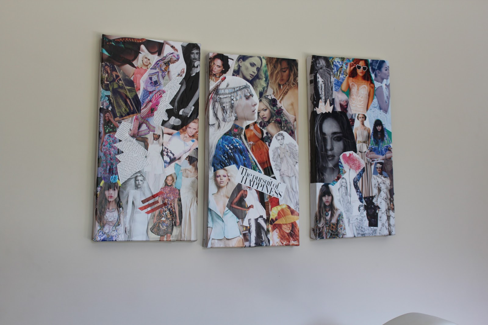 diamonds are for keeps.: DIY magazine wall collage on canvas