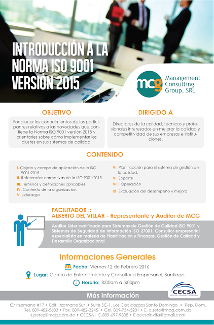 Cecsa Invita: Introducción a la Norma ISO 9001 Versión 2015