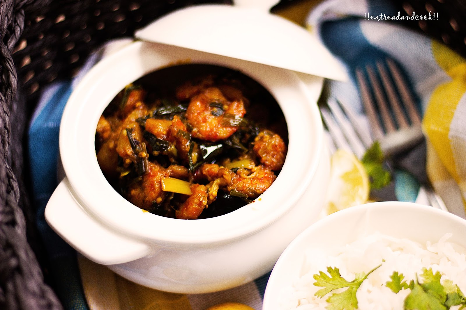 Chingri Begun Pyajkolir Torkari / Bengali Mixed Vegetable curry with ...