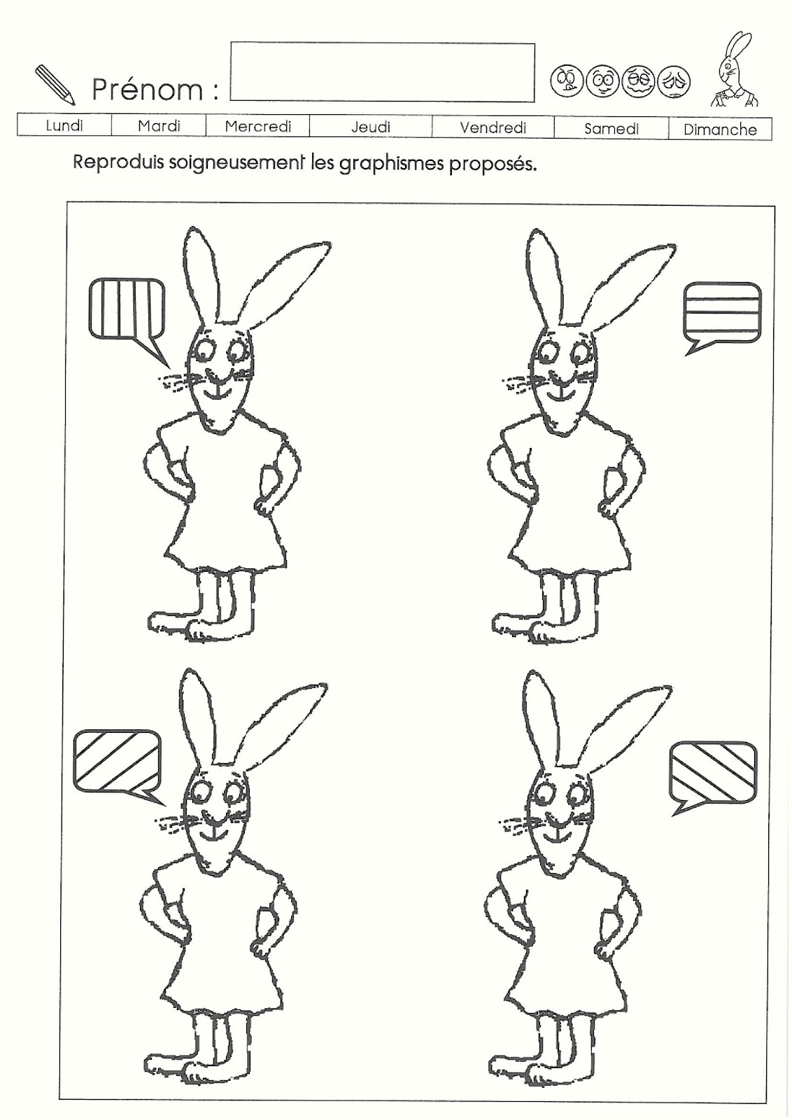 Maternelle: La rentrée de la mâitresse, exploitation, graphisme