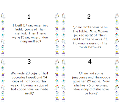 The Elementary Math Maniac: Winter Themed Addition and Subtraction Word ...