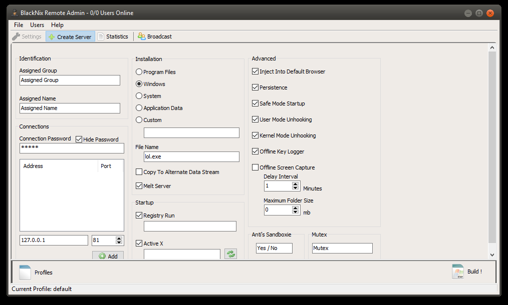 BlackNix RAT v1.1 By DrDarkHack