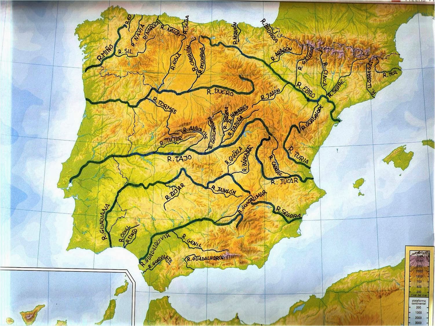 Mapa Mudo De Rios De Espana Para Hacer Images