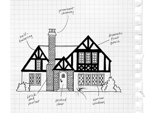 Tudor House Drawing Sketch Coloring Page