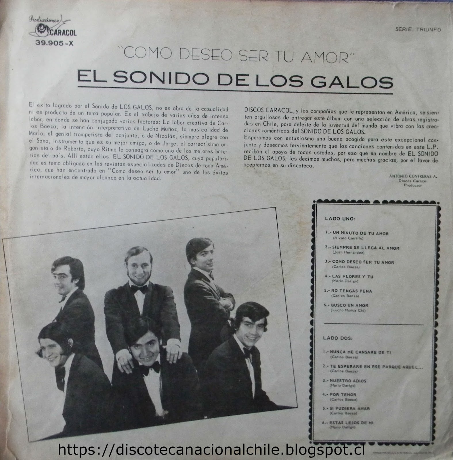 Discoteca Nacional Chile: El sonido de Los Galos. "Cómo deseo ser tu amor". 39.905-X ...