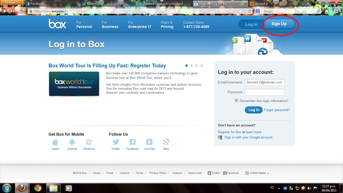 deimer4.0: Publicar archivos en la web para compartirlos: Box.com