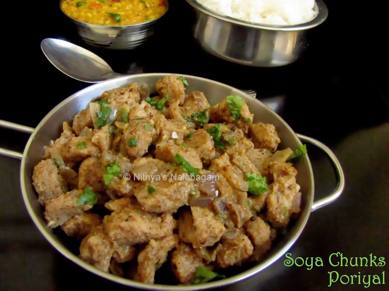 Spicy Soya chunks poriyal | Soya Chunks Dry Curry |Nithya's Nalabagam