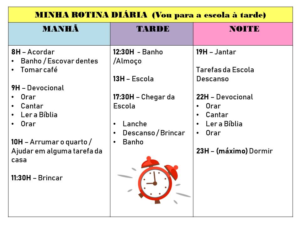 FORMAÇÃO INTEGRAL DA CRIANÇA À LUZ DA BÍBLIA: MODELOS DE ROTINA DIÁRIA ...