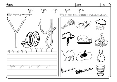 El TIC tac de infantil: Fichas de lectura y escritura de la letra Y