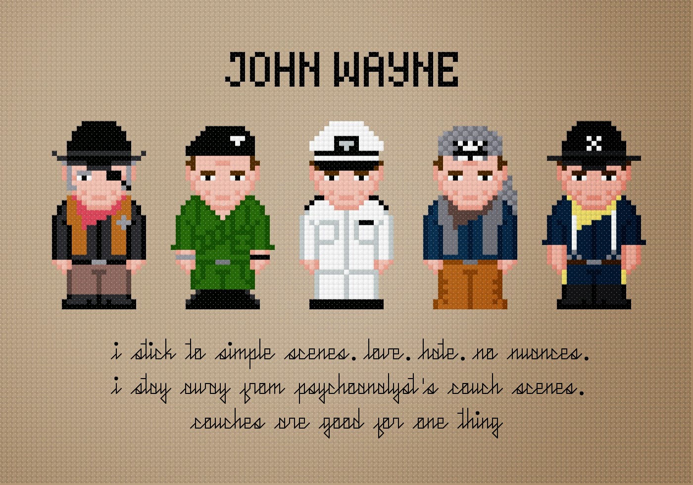 Cross-Stitch Patterns from PixelPower: John Wayne Movie Characters ...