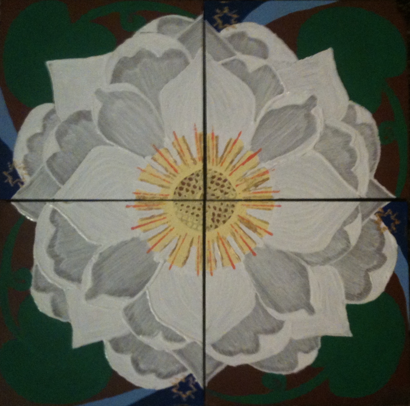 Artful Express Creative Life: Hand painted clay tiles - Lotus Flower Design