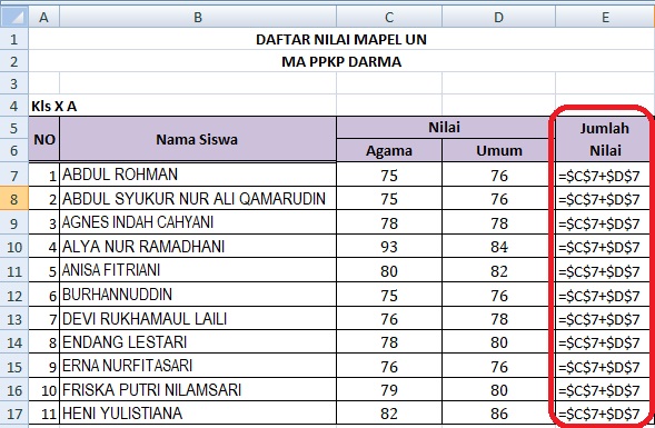 Tiga Jenis Acuan di Ms Excel - Materi TIK Kelas XI Genap