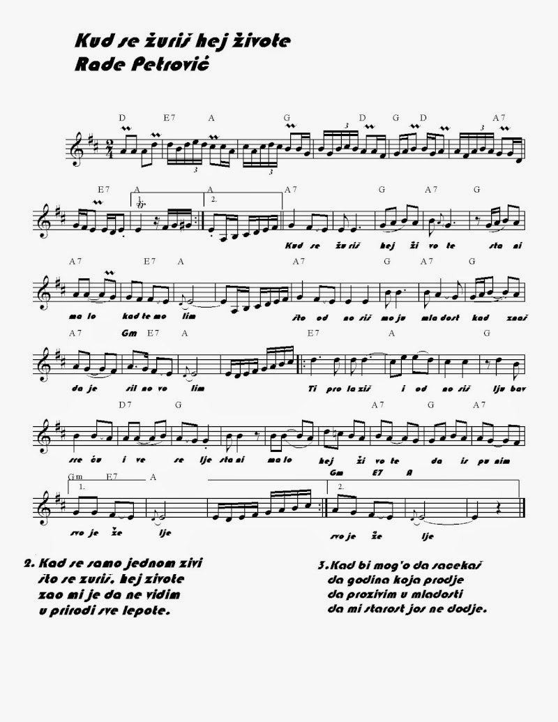 Scores for Balkan music Note za Harmoniku Violinu