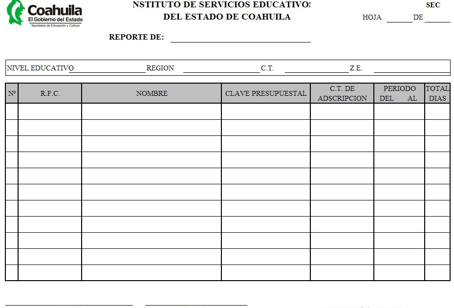FORMATOS EN EXCEL: Reporte de permisos y licencias medicas SEP