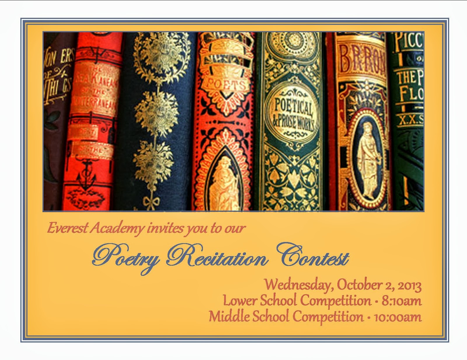 Everest Academy Lemont Blog: Poetry Recitation Contest | October 2, 2013