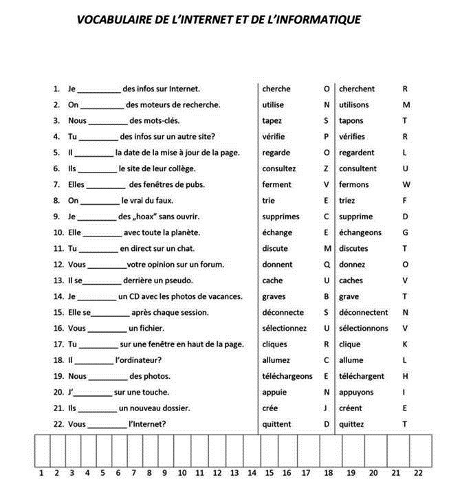 Niveau A2-B1: Internet et les verbes du 1er groupe