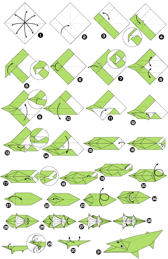origami Crocodile instructions diagram ~ art and craft projects easy