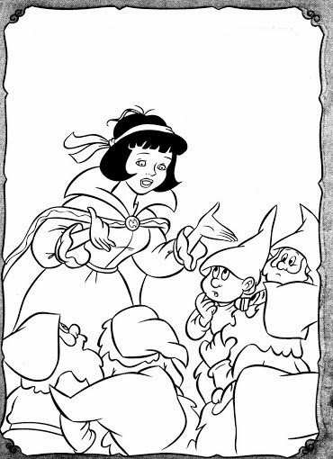 Cuentos infantiles: Blancanieves y los siete enanitos. Cuento para colorear. Secuencia temporal.