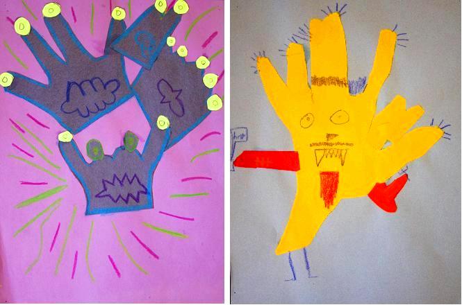Art with Mrs. Gonzalez: Hand Monster Collages
