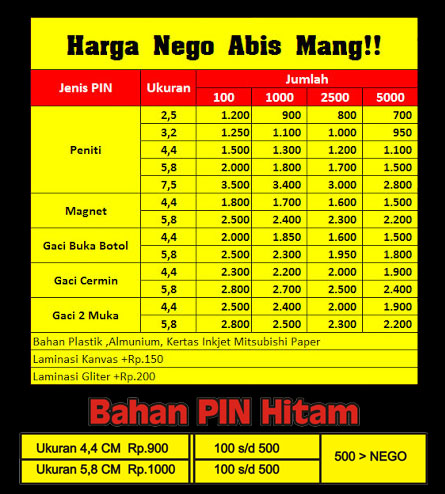 Harga PIN ~ PIN MURAH