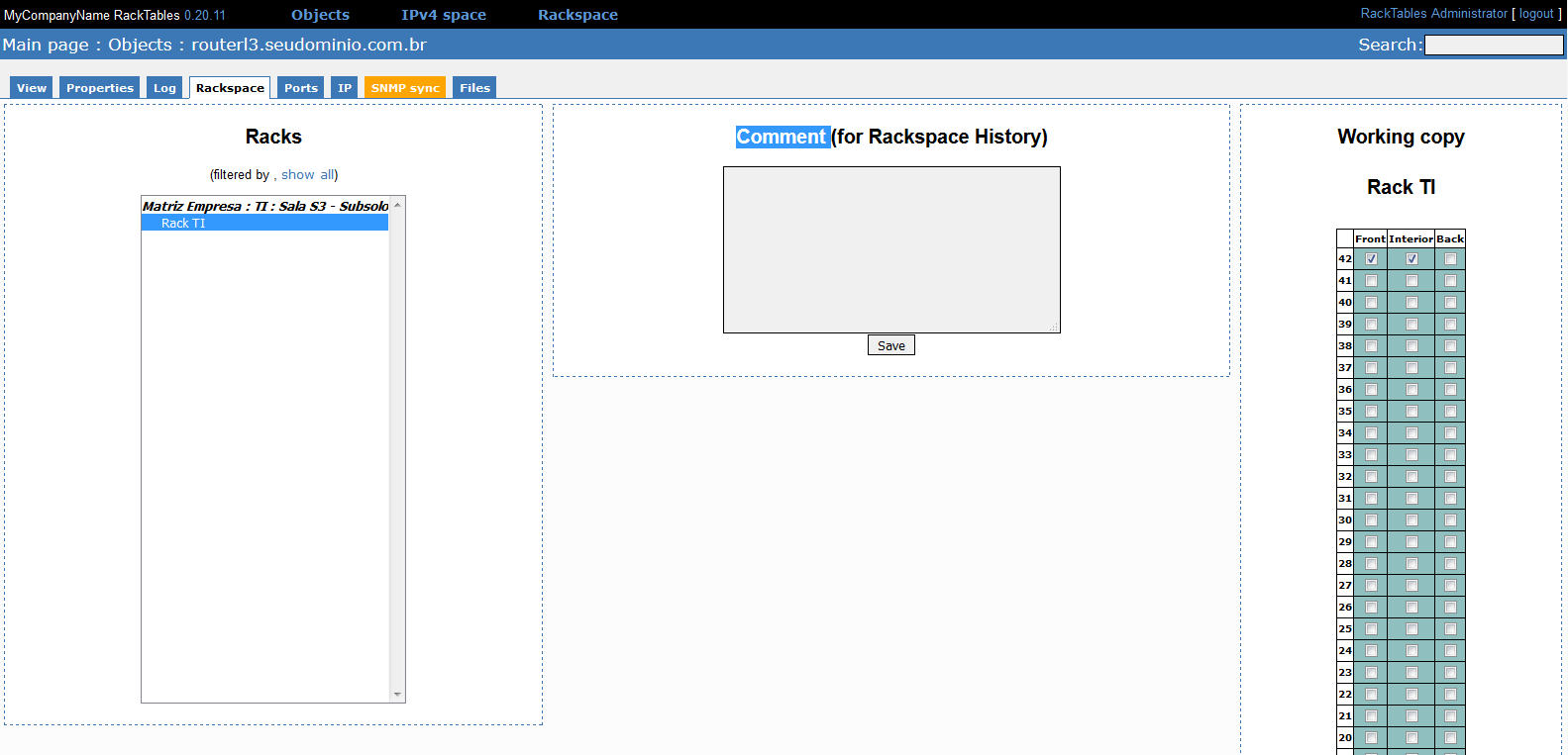 Blog do Déo: Utilização do RackTables