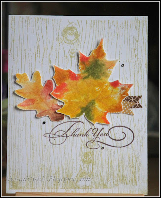 Thoughts....in lines and colors: Fall Leaves- Thank You Cards