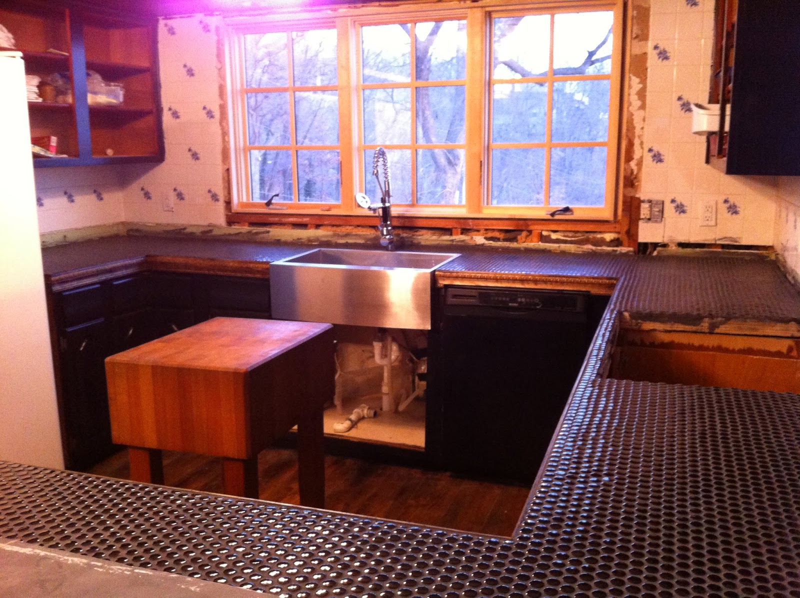River House Renovation: penny tile & slate kitchen counter and ...