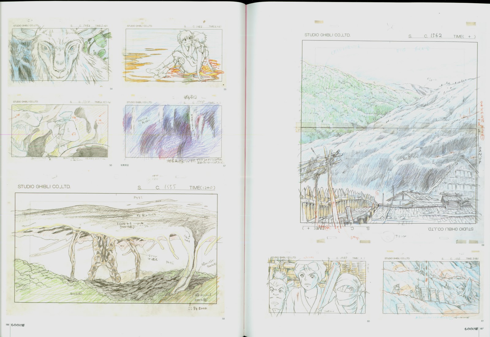Living Lines Library: もののけ姫 / Princess Mononoke (1997) - Layout Design