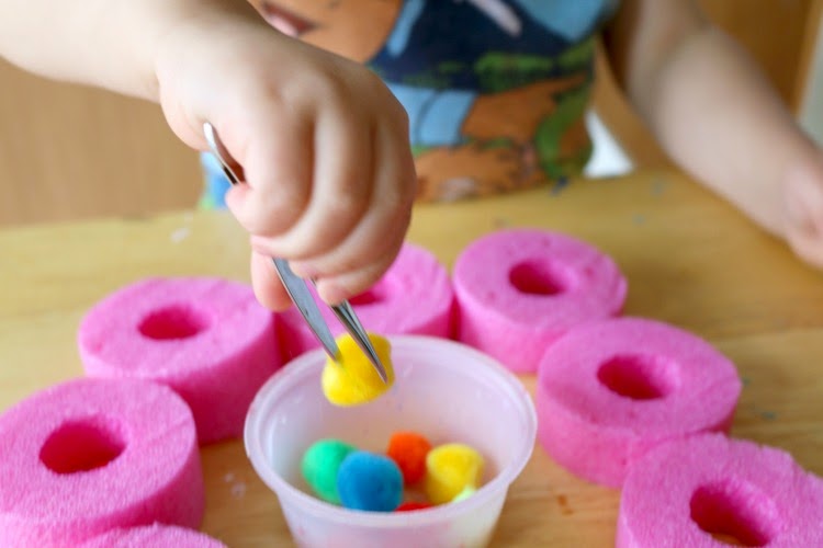 Pool Noodle and Pom Pom Transfer Activity | School Time Snippets Pool Noodle and Pom Pom Transfer Activity | School Time Snippets