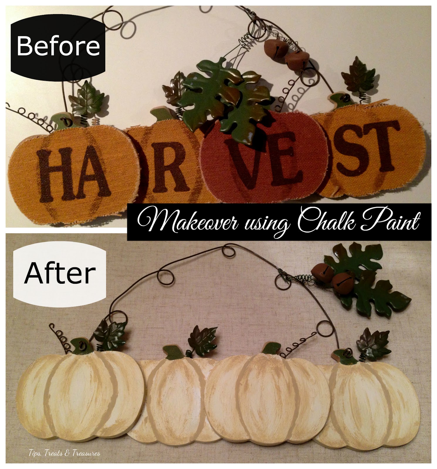 Tips, Treats & Treasures: Wooden Pumpkin Sign - makeover.