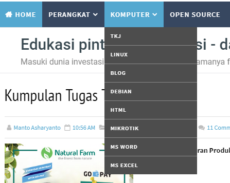 Cara Membuat Menu Drop Down di Blog
