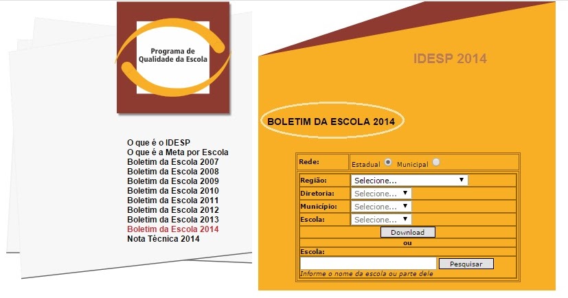 Professor VIRTUAL: Consulte o IDESP 2014 de sua escola AQUI
