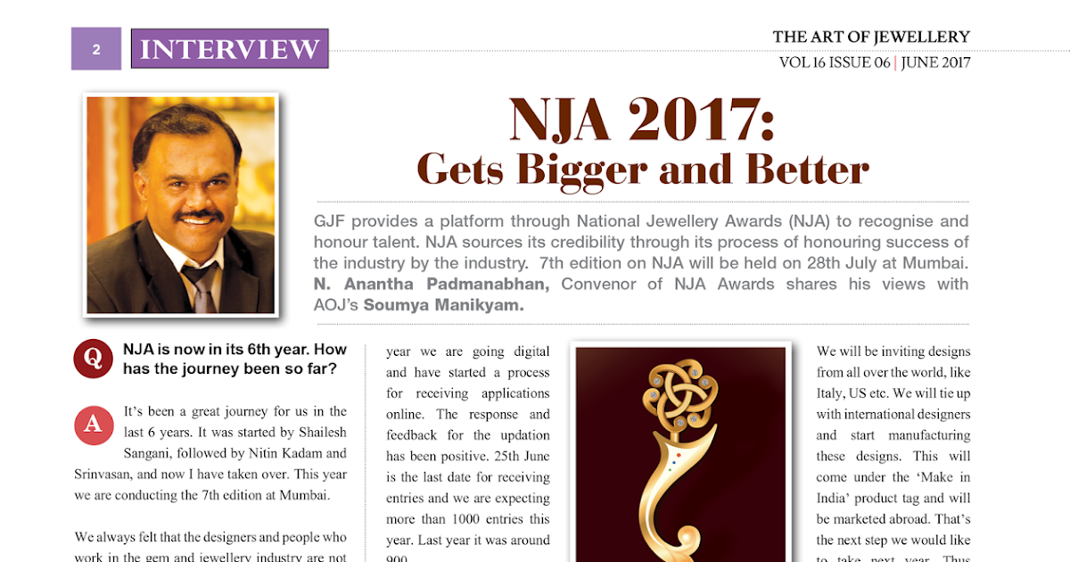 The Art of Jewellery: GJF's National Jewellery Awards (NJA 2017 ) Get ...
