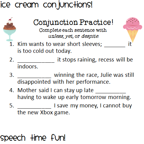 Reading Comprehension Stories: Ice Cream Conjunctions!!