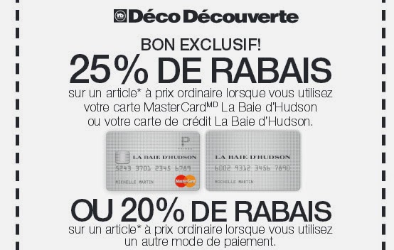 Deco Decouverte 25 % DE RABAIS sur un article* à prix ordinaire