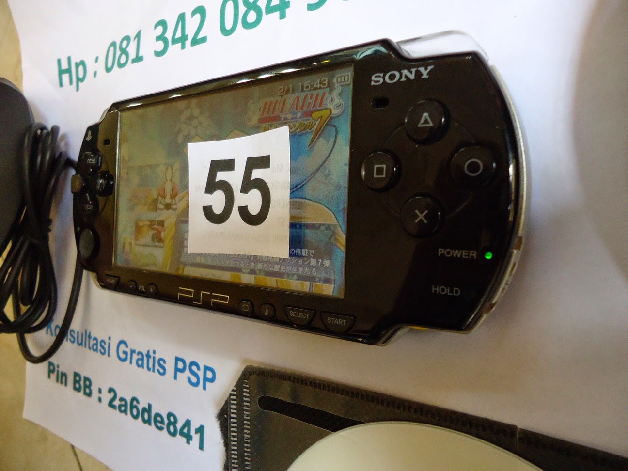 #55 PSP 2003 Black Bleach Memory 8 Gb + Kabel AV to TV - Obral PSP Second
