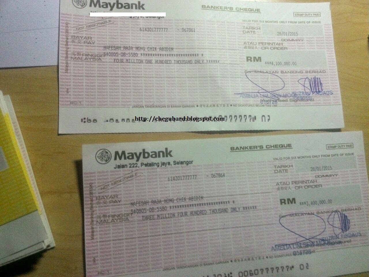 PERJUANGAN ADALAH PERLAKSANAAN KATA-KATA: cek lebih RM12 juta atas nama ...