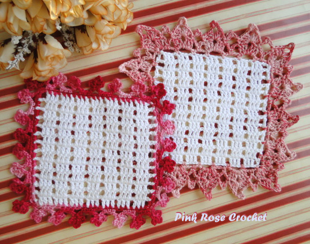 Pink Rose Crochet: Centrinho Porta-Copos Mini Mat Coasters