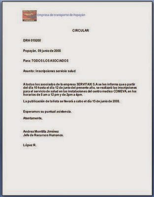 TECNICAS DE OFICINA: LA CIRCULAR!!