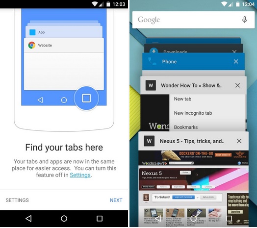 How to disable chrome tabs in android recents menu