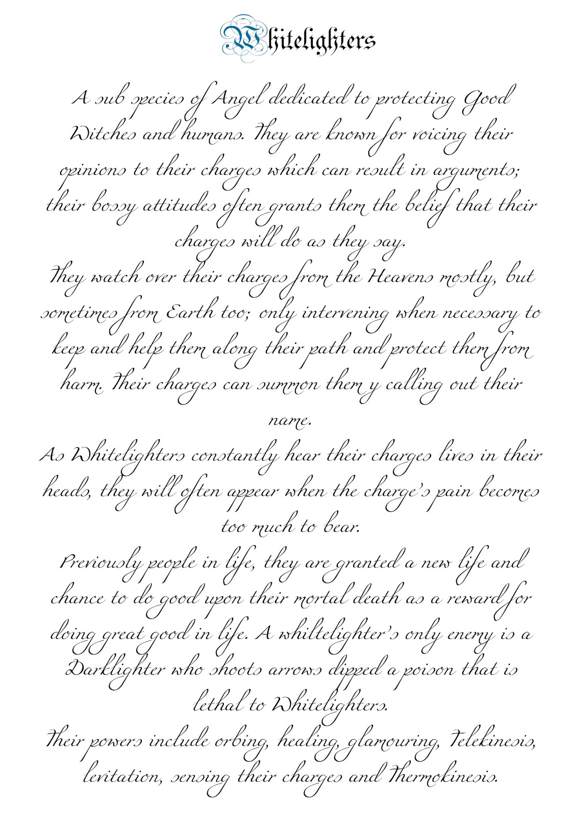 Book Of Shadows Pages: Whitelighters