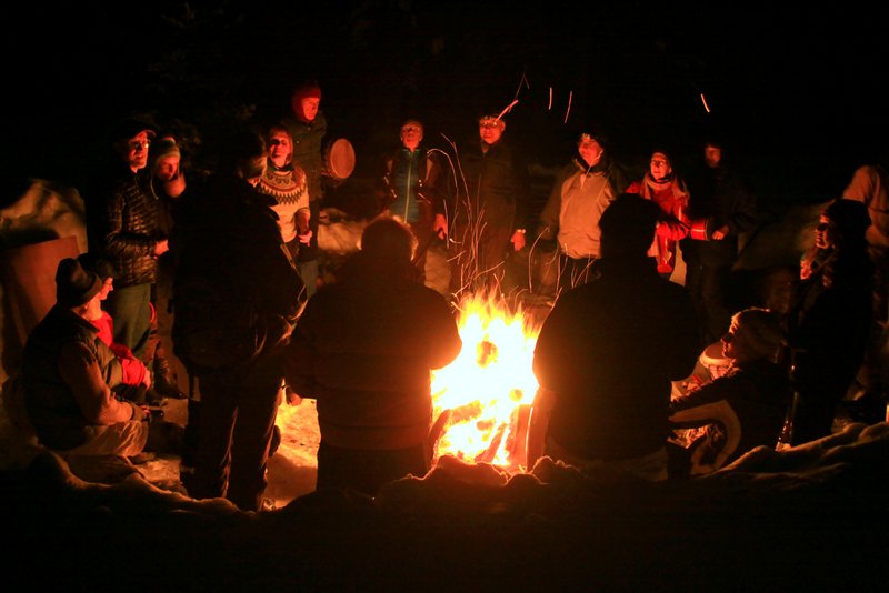 North Cascades Basecamp: Drum Circle Around the Bonfire
