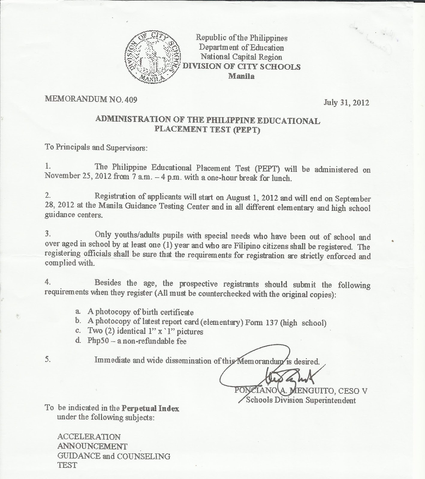 Department of Education Manila: Philippine Educational Placement Test ...