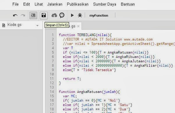 Membuat Fungsi Terbilang Pada Spreadsheet Google - Blog Autada