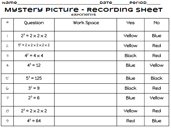 Mystery Picture - Exponents