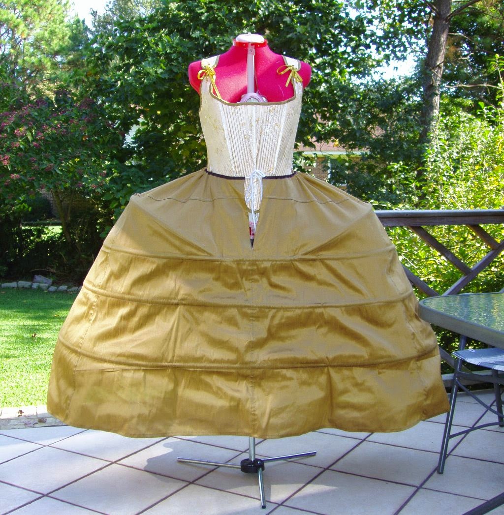 The Antique Sewist: Grand Panniers, French Style - Gold Faux Silk