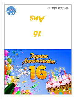 Carte gratuite à imprimer: Carte anniversaire 16 ans à imprimer