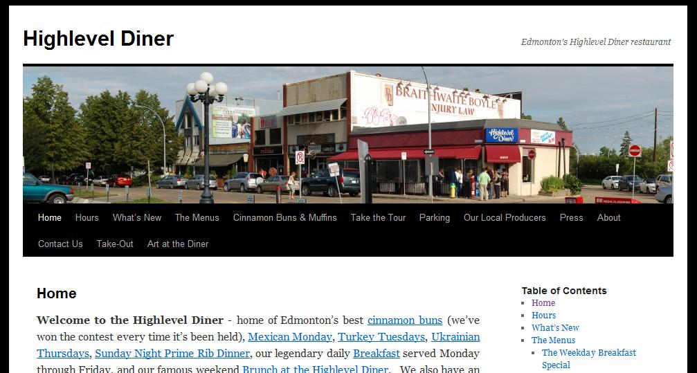 Highlevel Diner in Edmonton has a Gluten Free Menu for Celiac's